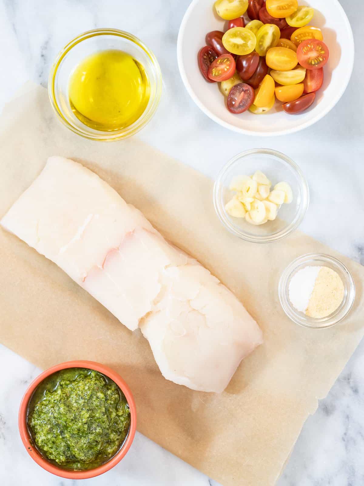 Sear-Roasted Halibut with Macadamia Nut Pesto - Parsley & Parm