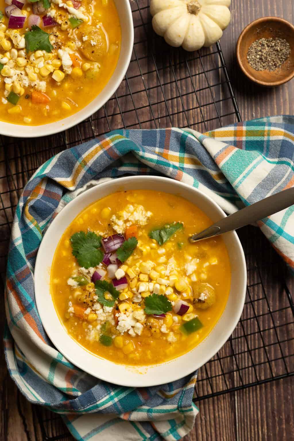 Pumpkin Poblano Corn Chowder - Parsley & Parm