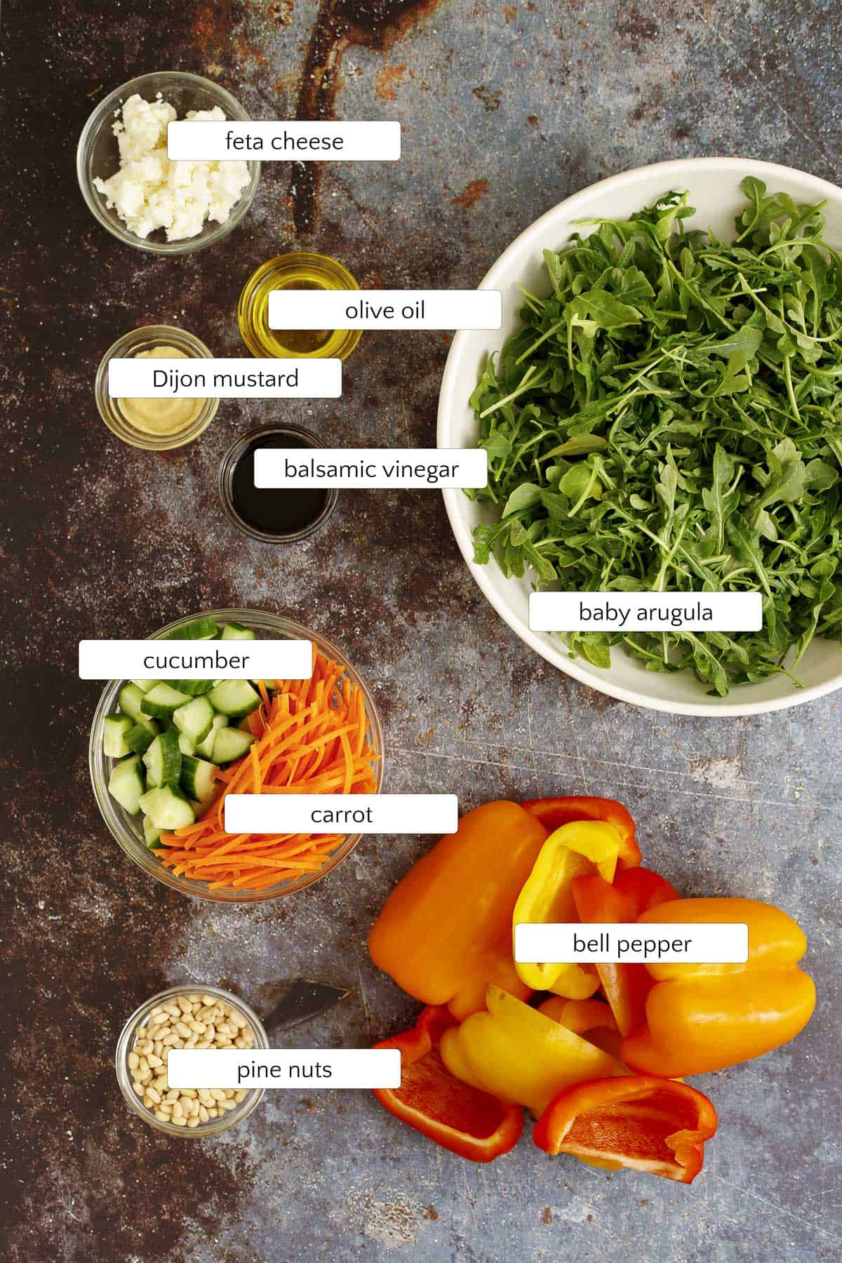 Roasted Pepper Salad with Arugula and Feta